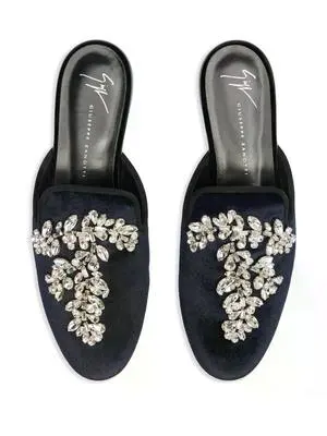 GIUSEPPE ZANOTTI Elsa Crystal Embellished Velvet Mules