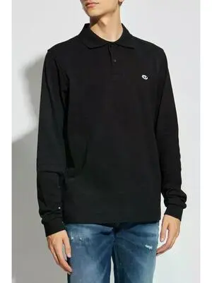 DIESEL® Logo-appliqué Long-sleeved Polo Shirt