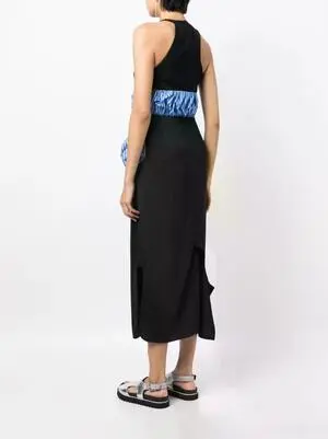 ENFOLD Halterneck Striped Panel Midi Dress