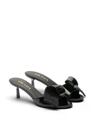 Prada Patent Leather Bow Detail Sandals