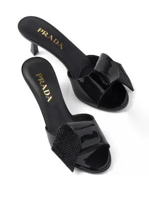 Prada Patent Leather Bow Detail Sandals