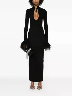 MANURI Luna Maxi Dress With Feather Trim