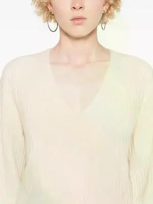 TWINSET Ribbed Wool-cashmere Blend V-neck Sweater