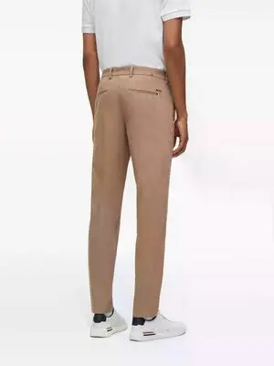 BOSS Logo-embroidered Cotton-blend Tapered Trousers