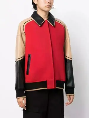 Goen.j Wool Bomber Jacket With Faux-leather Trim - Red