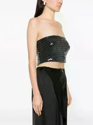 GEMY MAALOUF Sequined Cropped Bandeau Top