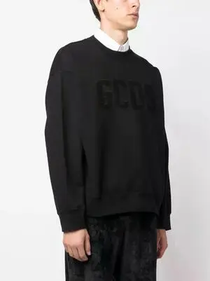 Gcds Cotton Sweatshirt With Flocked Logo And Stripe Detailing