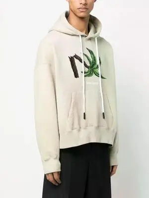 Palm Angels Broken Palm Cotton Hoodie - Neutrals