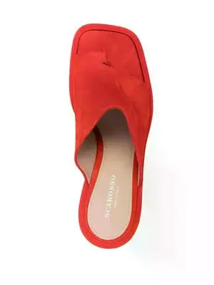 SCAROSSO Gwen Suede Mules - Red