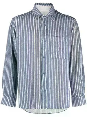 CRAIG GREEN Ripped Striped Cotton Shirt - Blue