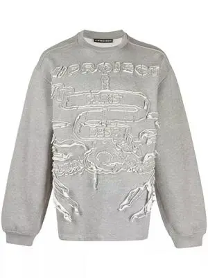 Y/project Distressed Cotton Sweatshirt - Grey