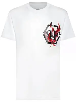 Philipp Plein Logo Flame-print Cotton T-shirt