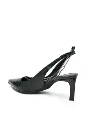 Zadig&Voltaire First Night Court 68mm Leather Pumps With Leopard Print And Chain Detail