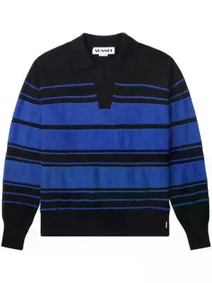 Sunnei Striped V-neck Long Sleeve Knit - Blue