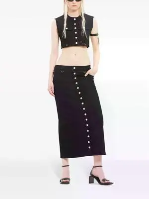 COURREGES Multiflex Denim Midi Skirt