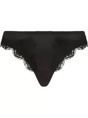 Dolce & Gabbana Lace-trim Satin Thong - Black