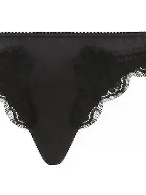Dolce & Gabbana Lace-trim Satin Thong - Black