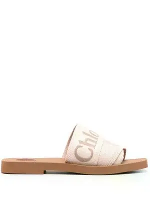 Chloé Woody Logo-embroidered Open-toe Sandals - Neutrals