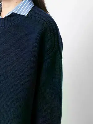 SA SU PHI Navy Cashmere Drop Shoulder Jumper