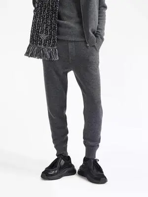 Prada Logo-embroidered Cashmere Trousers