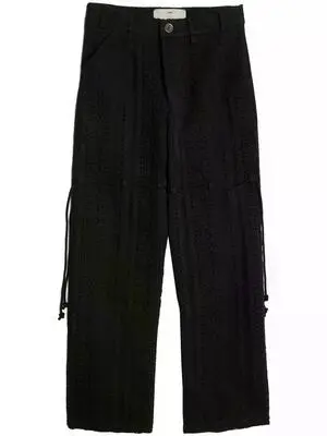 SONG FOR THE MUTE Lace Detailed Wide-leg Trousers - Black