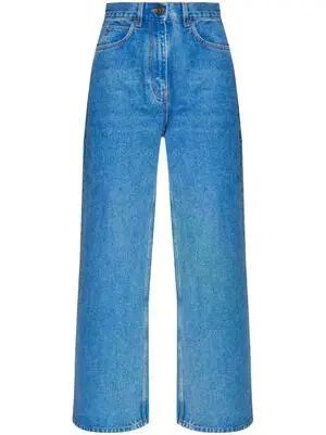 Etro Wide-leg High-rise Jeans With Contrast Stitching - Blue