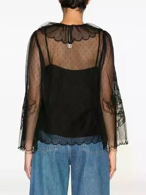 TWINSET Layered Lace Ruffle Collar Blouse