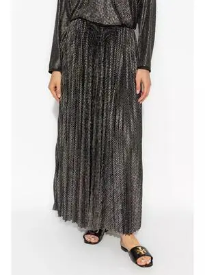 FORTE_FORTE Pleated Houndstooth-print Midi Skirt