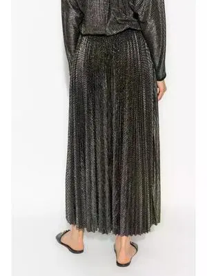 FORTE_FORTE Pleated Houndstooth-print Midi Skirt