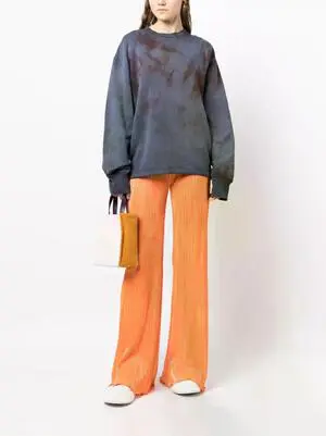 STAIN SHADE Tie-dye Print Cotton Sweatshirt With Elbow Patches