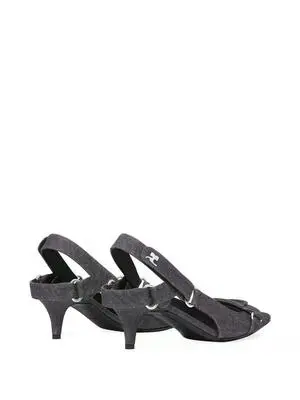 COURREGES Slingback Pumps With Silver-tone Logo Plaque