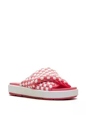 JORDAN Sophia Flat Slides With Checked Crossover Strap