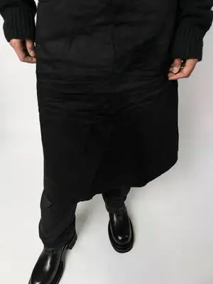 Rick Owens Denim Distressed Finish Knee Length Skirt