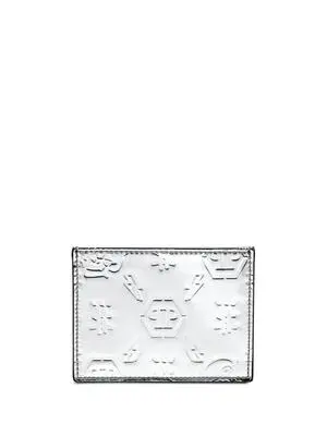 Philipp Plein Monogram-debossed Leather Cardholder - Silver