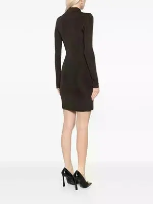 TOM FORD Ribbed Knit Polo Mini Dress - Brown