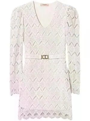 TWINSET Macramé Lace Mini Dress - Neutrals
