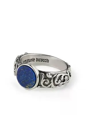 Emanuele Bicocchi Arabesque Malachite Ring - Silver