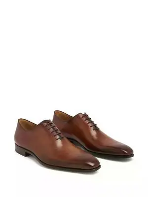 Magnanni Almond Toe Leather Oxford Shoes - Brown