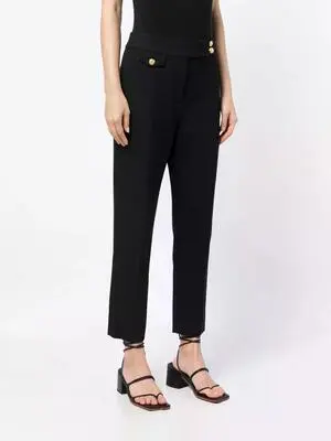 Veronica Beard Renzo Slim-fit Cropped Trousers With Gold-tone Button Detail