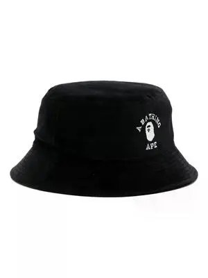 A BATHING APE Logo Embroidered Bucket Hat - Black