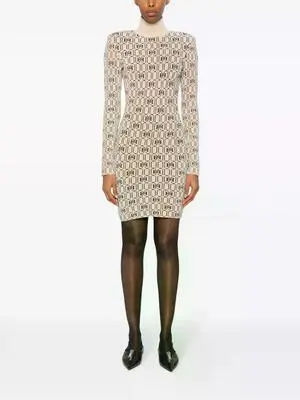 Elisabetta Franchi Monogram Intarsia Knitted Mini Dress