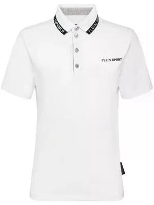 PLEIN SPORT Logo-print Cotton Polo Shirt - White