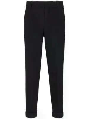 Balmain Tapered Cropped Virgin Wool Trousers - Black