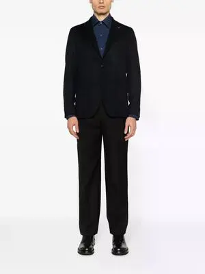 Tagliatore Single-breasted Wool Blend Blazer - Blue