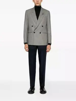 LARDINI Micro-dot Double-breasted Wool Blazer