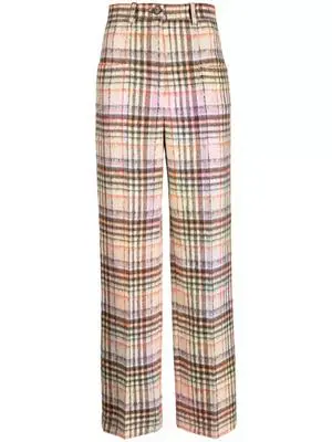 Sonia Rykiel Paris Checked Felted Wool Trousers - Brown