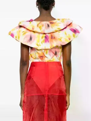 Essentiel Antwerp Printed Ruffle Collar Top