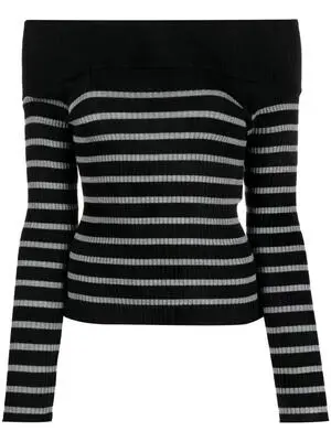 SEMICOUTURE Striped Virgin Wool Jumper - Black