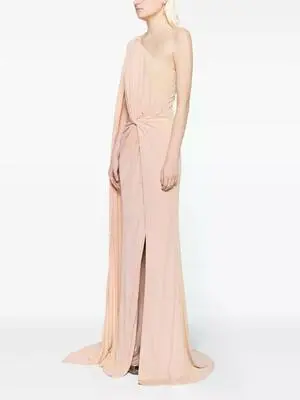 Elie Saab One-shoulder Draped Jersey Gown With Cut-out Detailing - Brown