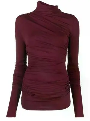 Tove Leomie Asymmetric Ruched High Neck Top